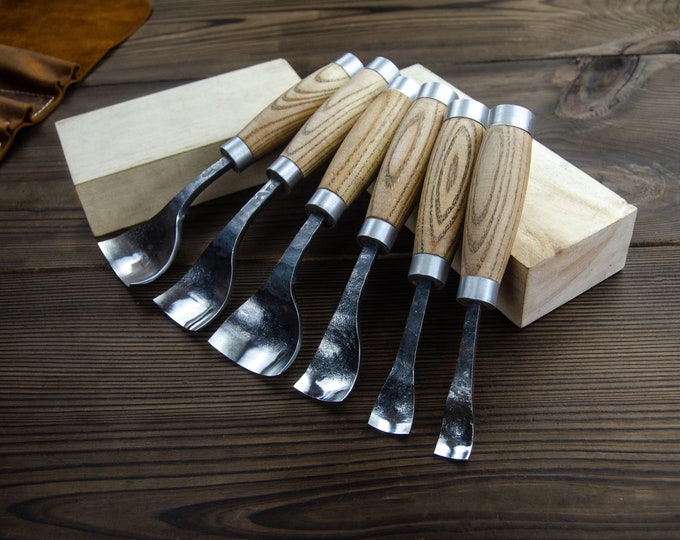 6-piece Bent Gouge Set. Hand Forged Bent Gouges. Spoon Carving Tools ...
