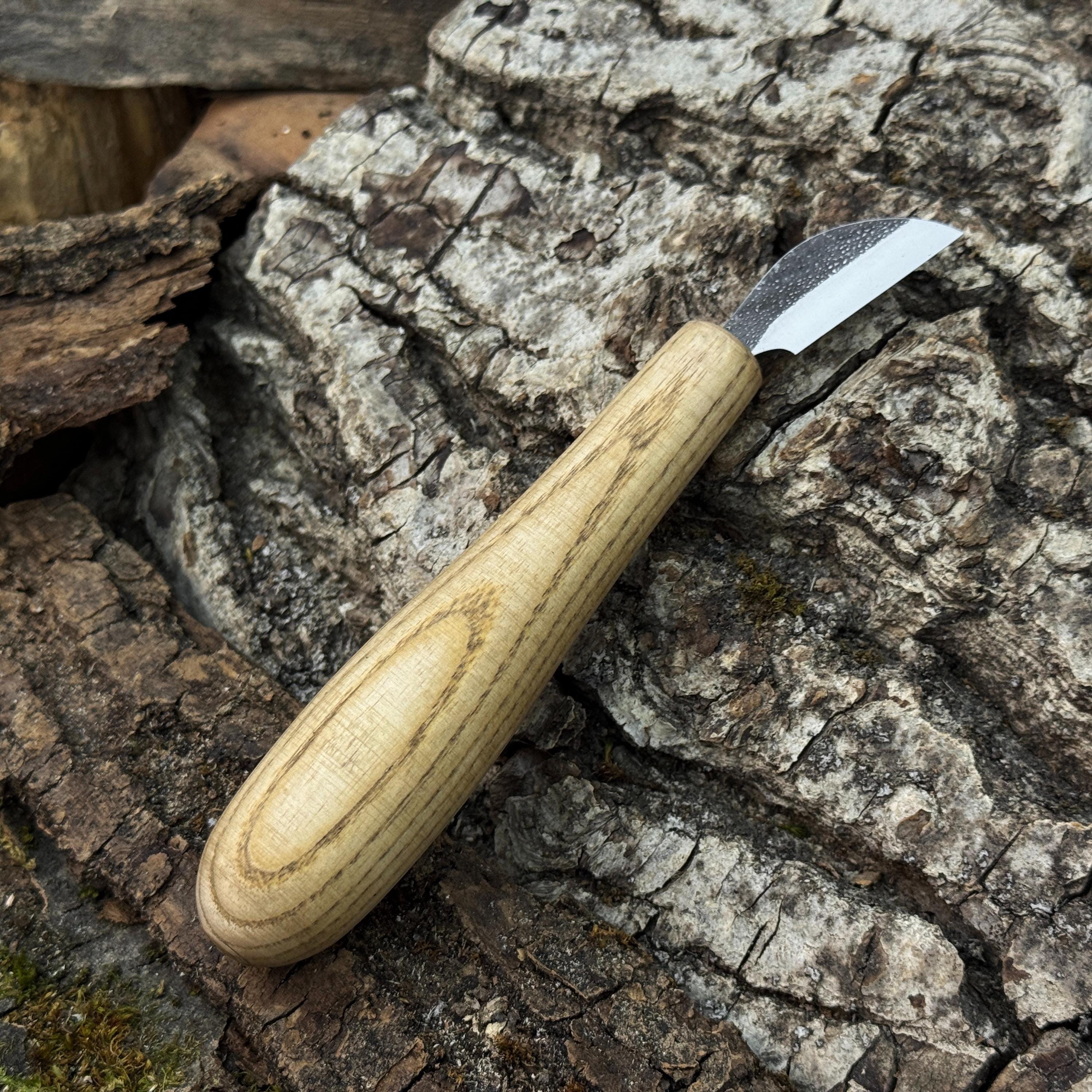 Hand-forged Chip Carving Knife. Carbon Steel Blade. Ash Wood Handle ...