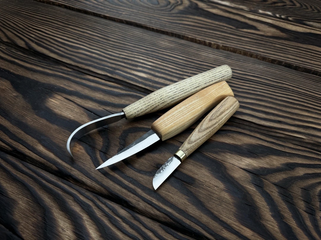 Hand Forged Wood Carving Tool, Set 3 Pcs. Spoons, Cups, Carving Tools ...