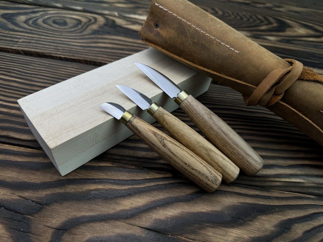 Hand-forged Detail Carving Knives Set 3-piece. Wood Carving Tools ...