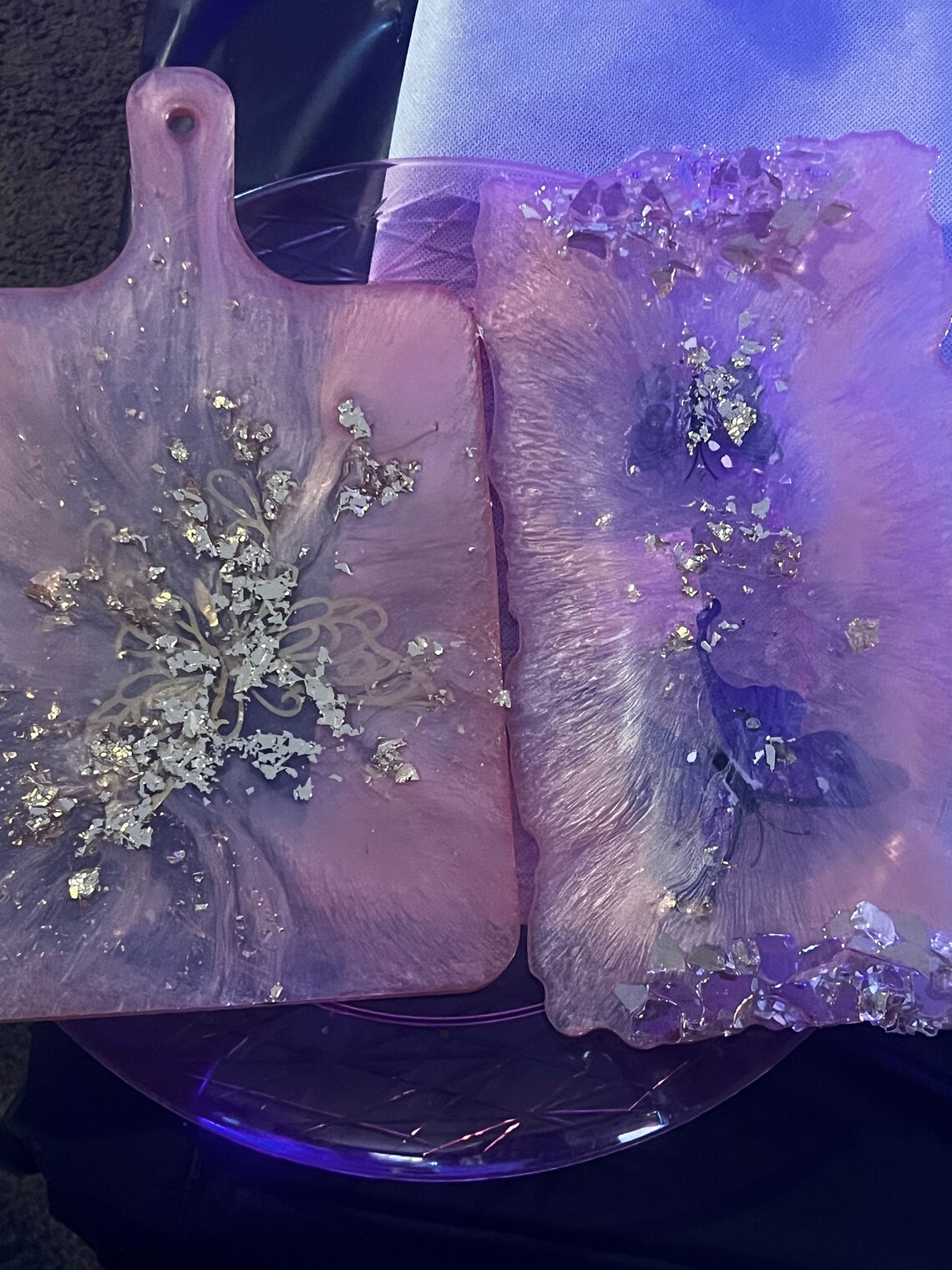 Pink Epoxy Tray: Gold Flakes & Butterfly Decor - Etsy