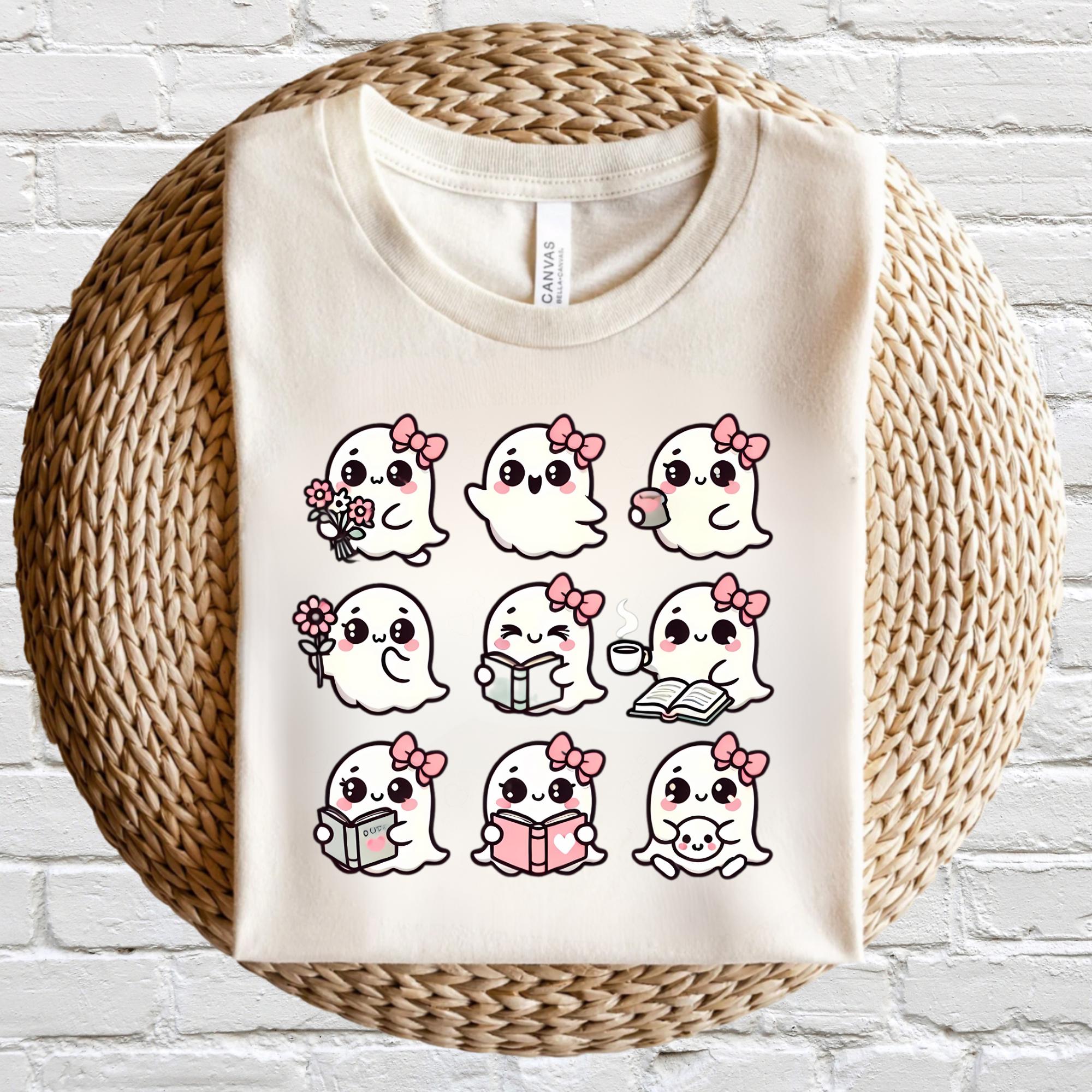 Pink Ghost Png Ghost Collage Svg PNG, Halloween Png Cute Pink Reading ...