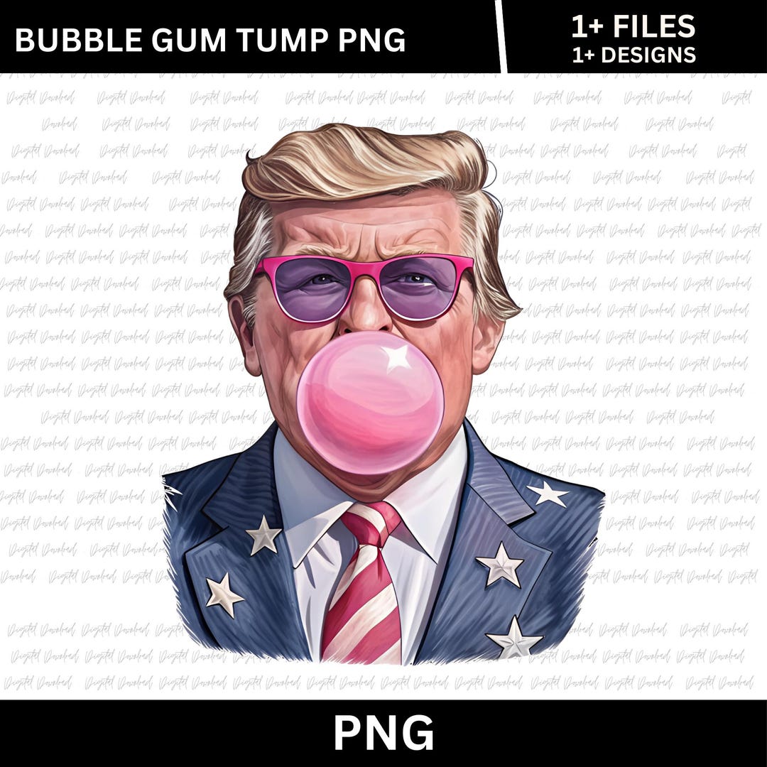 Bubble Gum Tump Png Pink Sun Glasses Trump Patriotic Design Png Vote ...