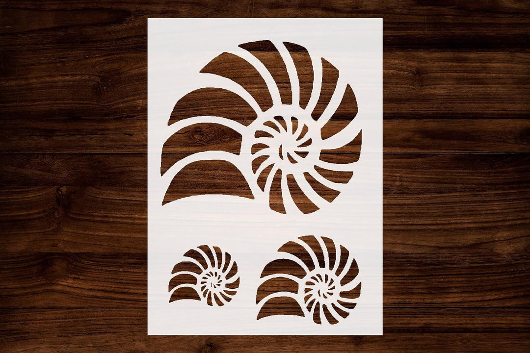 Nautilus & Beach Seashell Plastic Stencil Reusable, Sturdy 8.5x11 ...