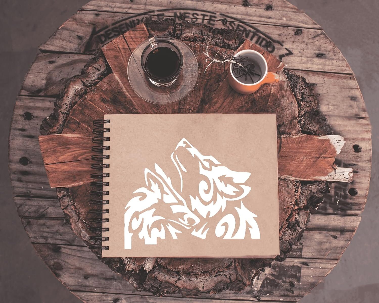 Twin Wolves Plastic Stencil Majestic Wildlife DIY Craft Template 5 X 6 ...