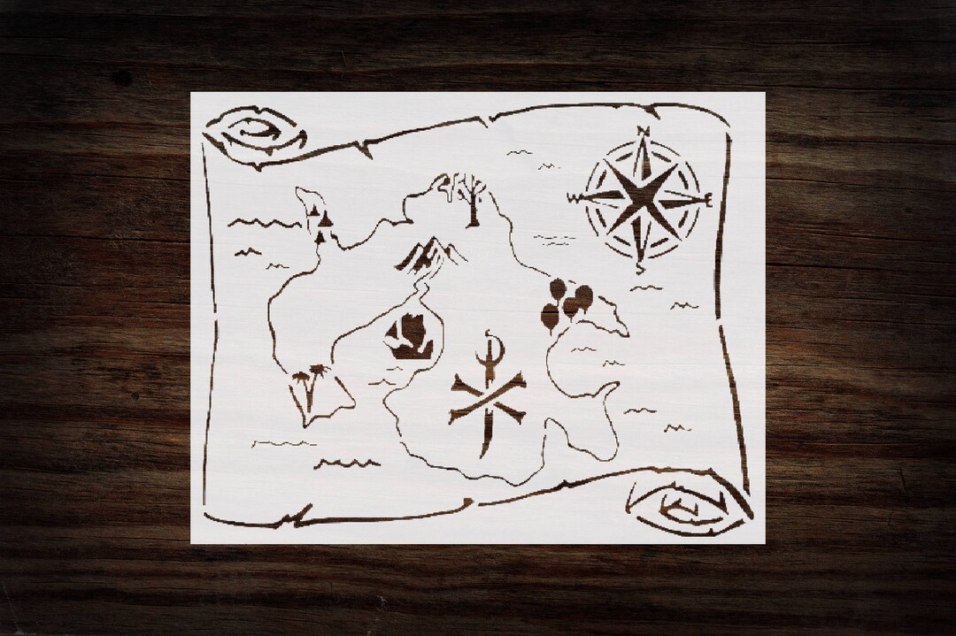 Treasure Map Stencil Reusable 8x10 Inch Plastic Template for Crafts and ...