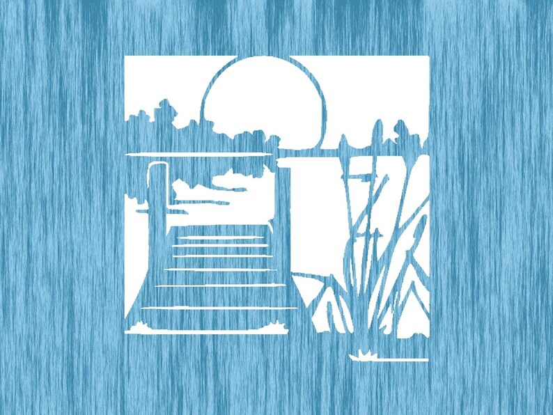 Nautical Sunset Stencil 5.5 X 5.5 Inches, Serene Cattails and Sunset ...