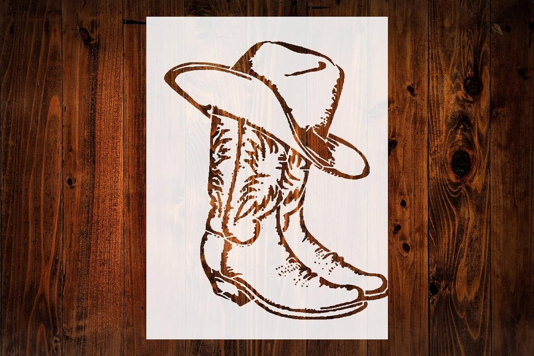 Cowboy Boots and Hat Stencil Set, 9x7.5 Inches Mylar for Crafting and ...