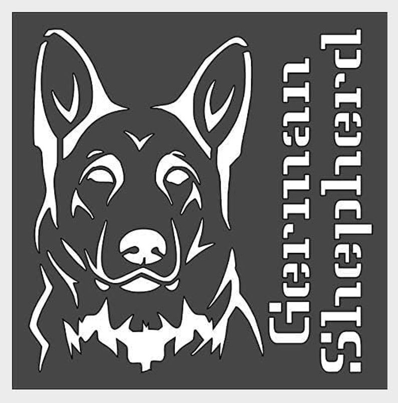 German Shepherd Dog Plastic Stencil 5.5x5.5 Inches Reusable Template ...