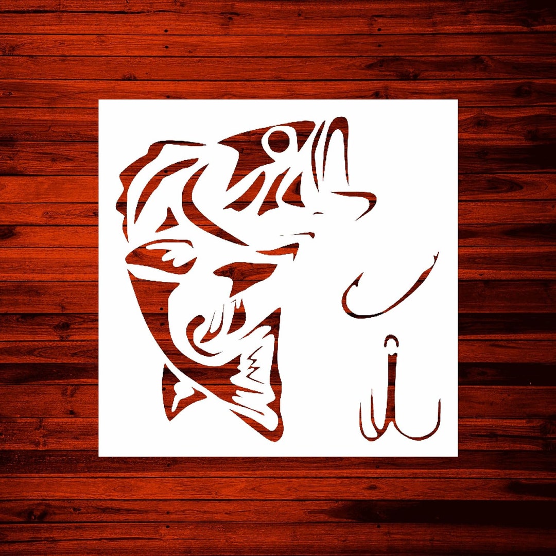 Fishing Hook Stencil Durable 5.5 X 5.5 Inches Reusable Plastic Stencil ...