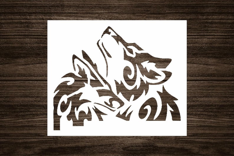 Twin Wolves Plastic Stencil Majestic Wildlife DIY Craft Template 5 X 6 ...