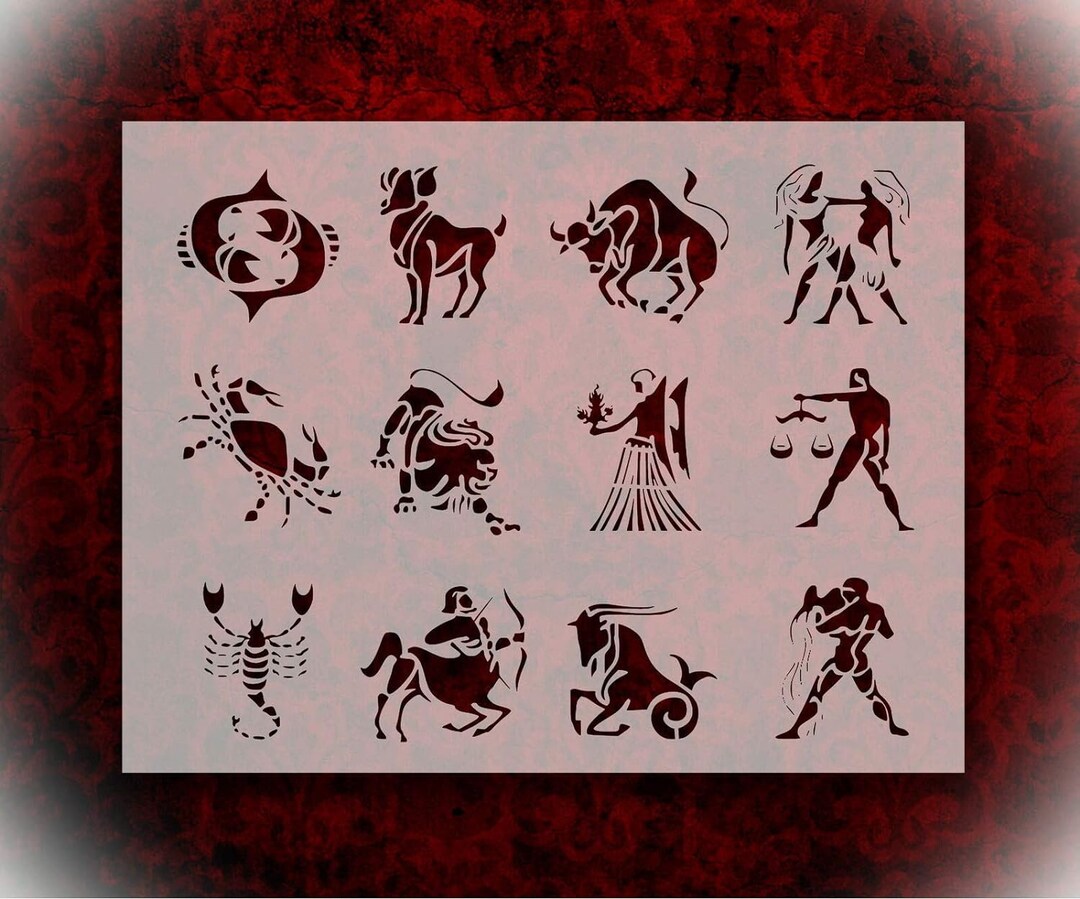 Stencil All Zodiac Astrology Signs Symbols 8.5 X 11 Reusable Sturdy ...