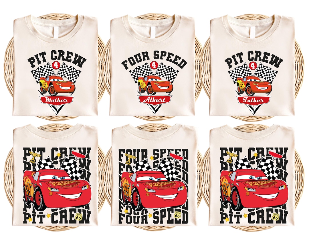 Four Speed Cars Birthday Shirts, Pit Crew Family Shirt, Lightning ...