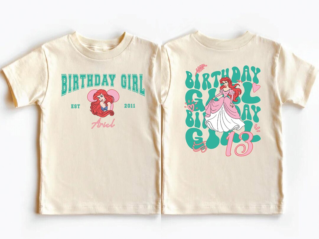 Custom Princess Birthday Girl Shirt, Disney Birthday Ariel Toddler Shirts, Disney Family ...