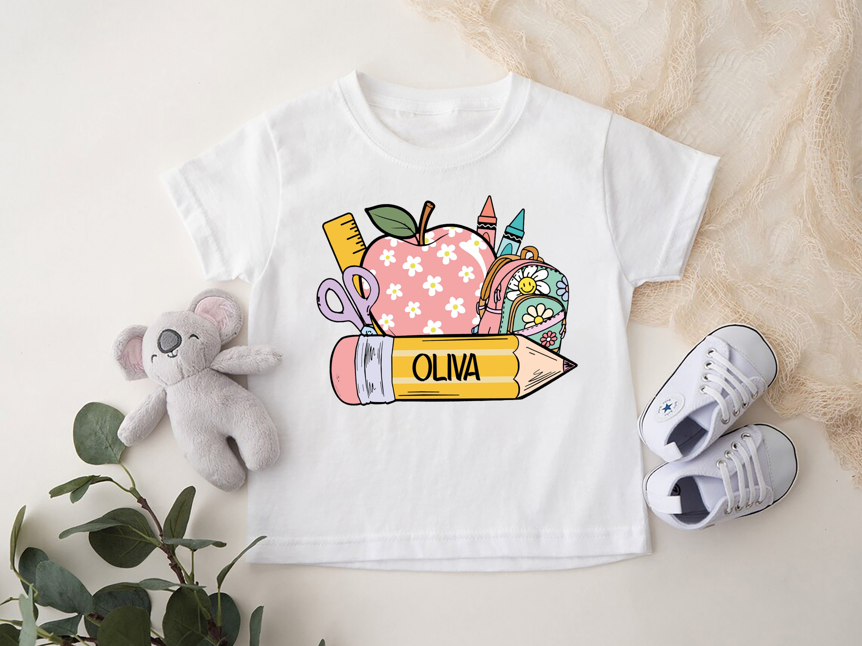 Custom Name Pencil School Shirt, First Day of School Shirt, Back to ...