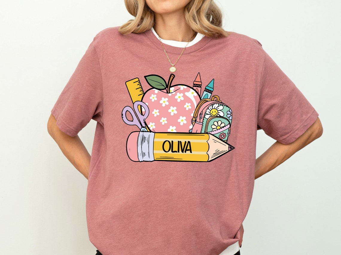 Custom Name Pencil School Shirt, First Day of School Shirt, Back to ...