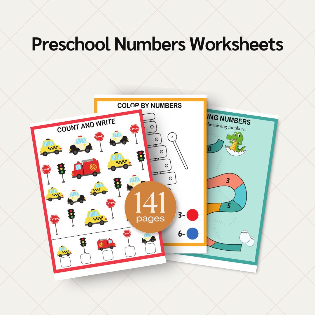 Preschool Pre-k Math Worksheets, Count and Write Numbers, Kindergarten ...