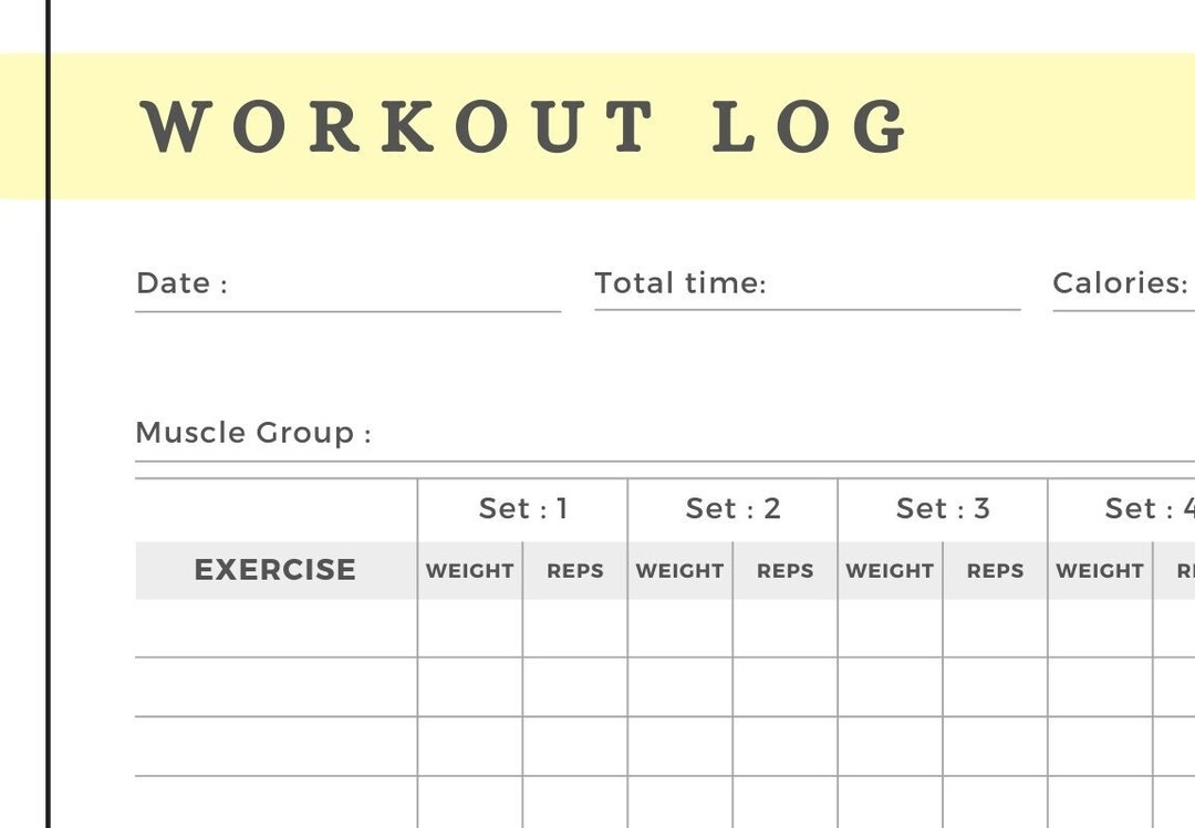 Printable Daily Workout Tracker, Write Specific Exercise Moves/reps ...