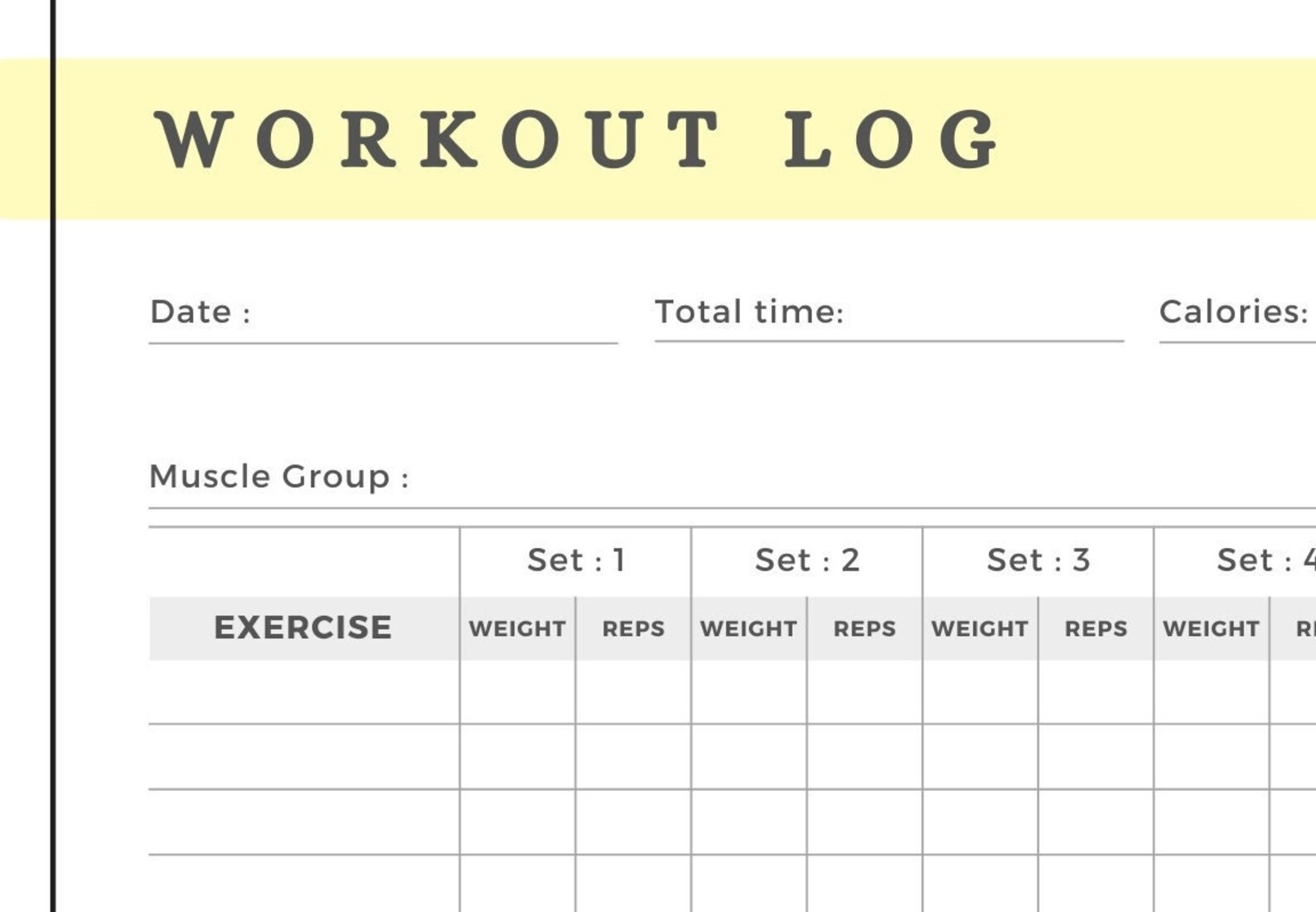 Printable Daily Workout Tracker, Write Specific Exercise Moves/reps ...