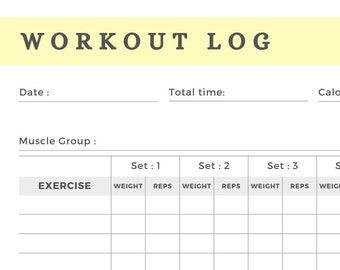 Printable Daily Workout Tracker, Write Specific Exercise Moves/reps ...