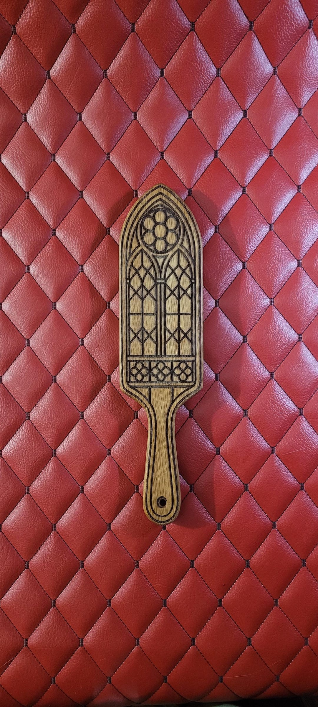 Heavy Gothic Cathedral Stained Glass Window BSDM Gear Paddle – White ...