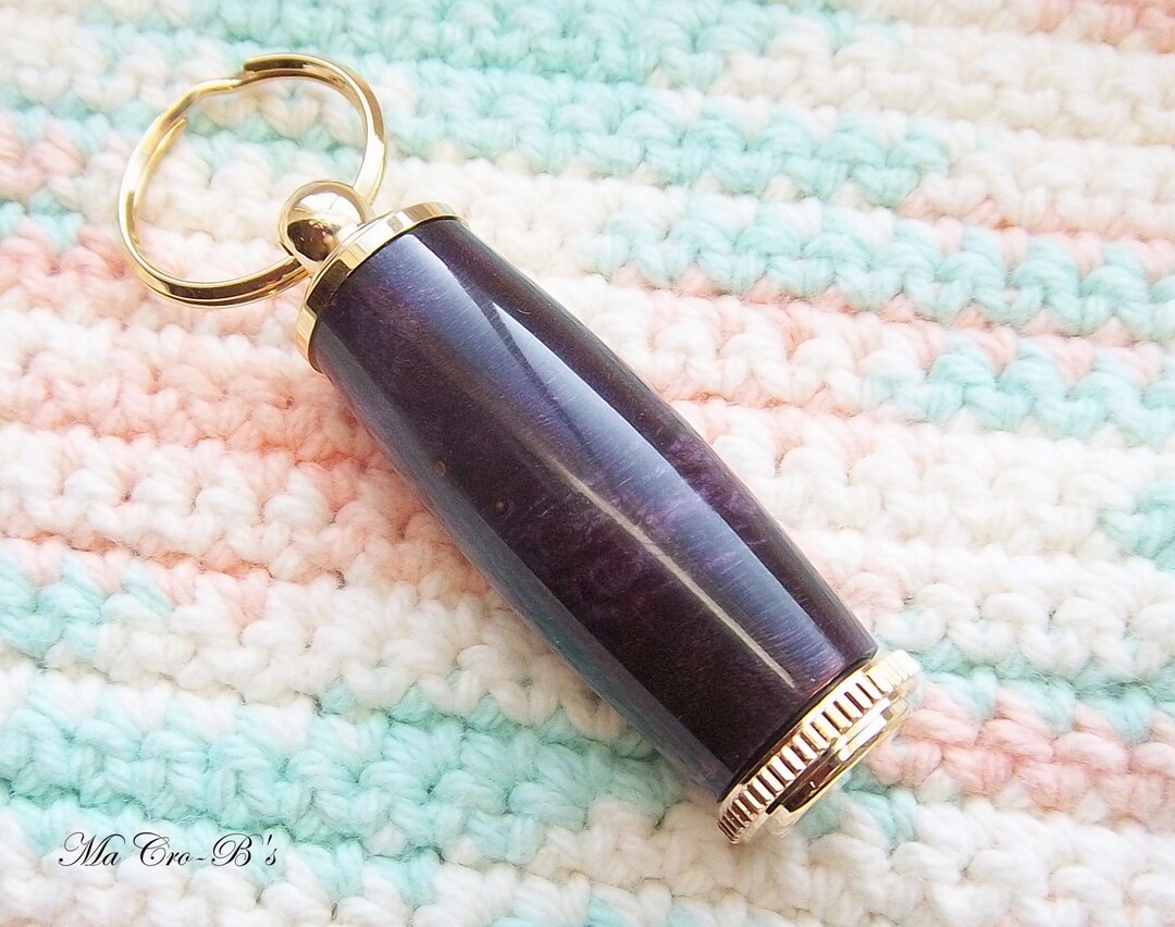 Pill Box Keychain Key Ring / Pill Holder in Stabilized Maple Wood With ...