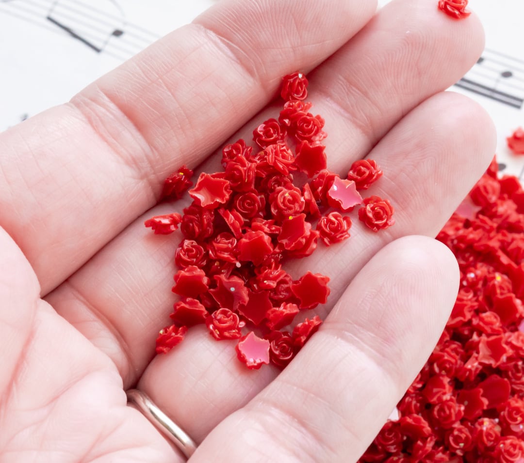 5.5mm Red Rose Cabochons, Tiny Flowers, Semi-translucent Color With ...