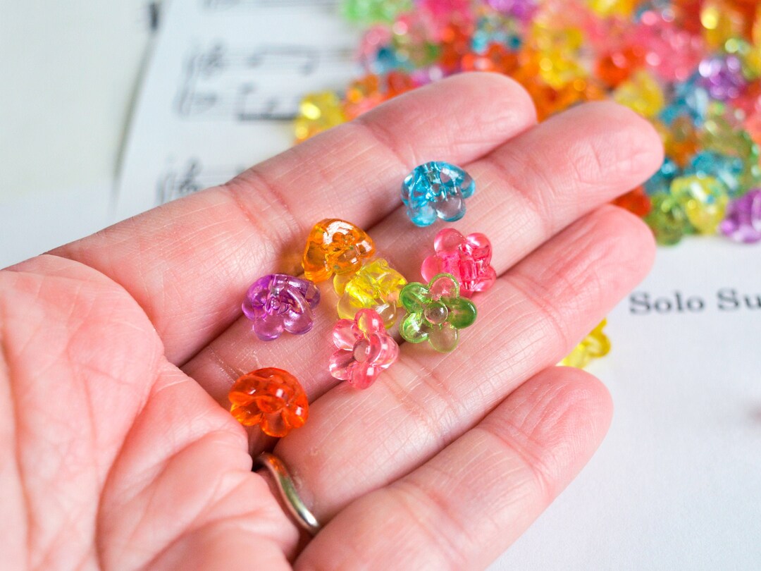 10.5mm Cute Flower Beads With Back Loop, Use in Jewelry or as Small ...