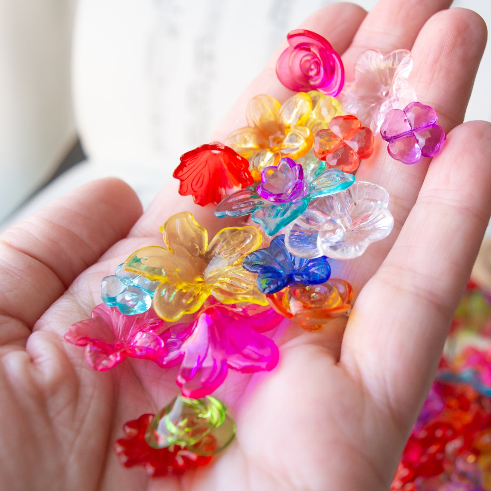 Transparent Acrylic Flower Beads in Assorted Styles and - Etsy