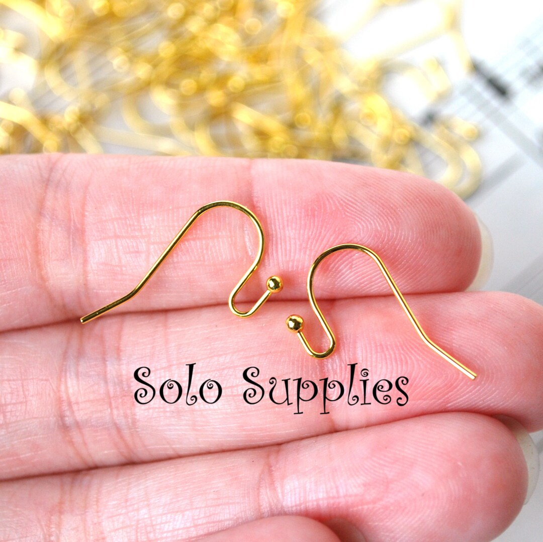 20 Shiny Gold Color Ball Fish Hook Ear Wires - Etsy
