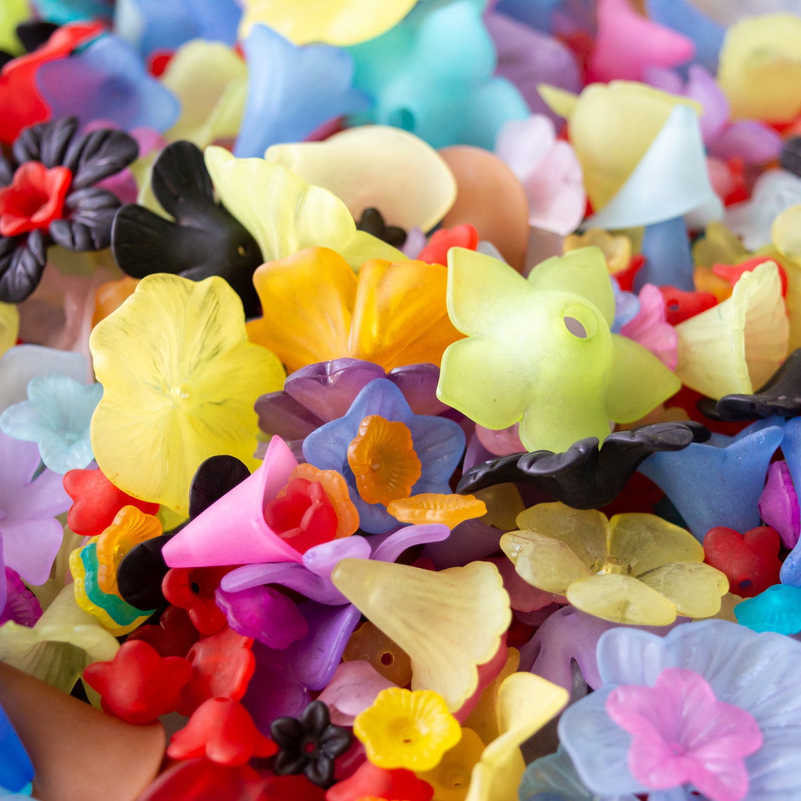 Assorted Frosted Flower Beads in Mixed Shapes Sizes and Color - Etsy