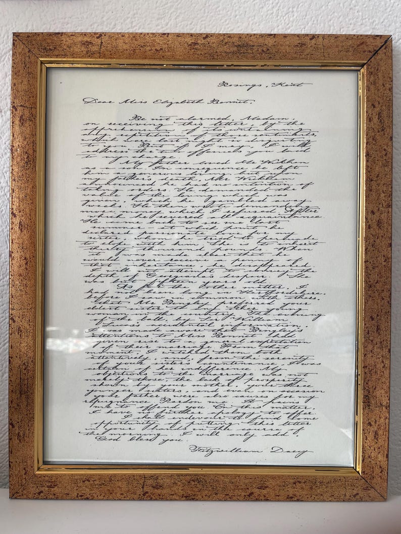 Mr. Darcy Letter to Elizabeth Bennet Print: Pride and Prejudice ...