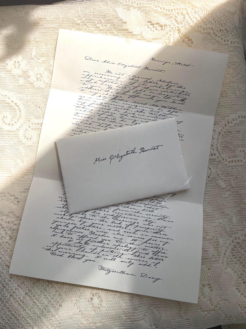 Mr. Darcy Letter to Elizabeth Bennet: Pride and Prejudice Replica - Etsy