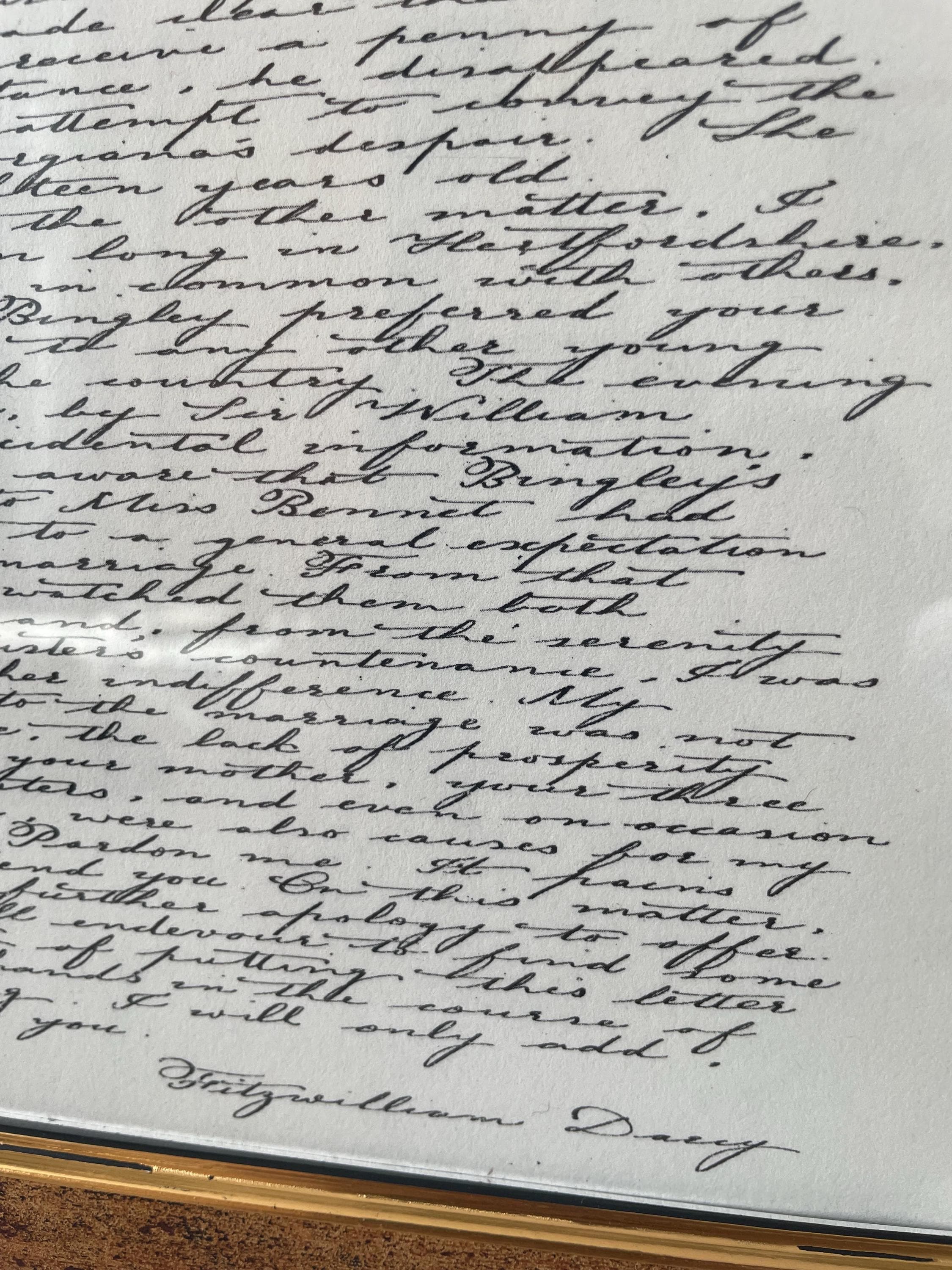 Mr. Darcy Letter to Elizabeth Bennet Print: Pride and Prejudice ...