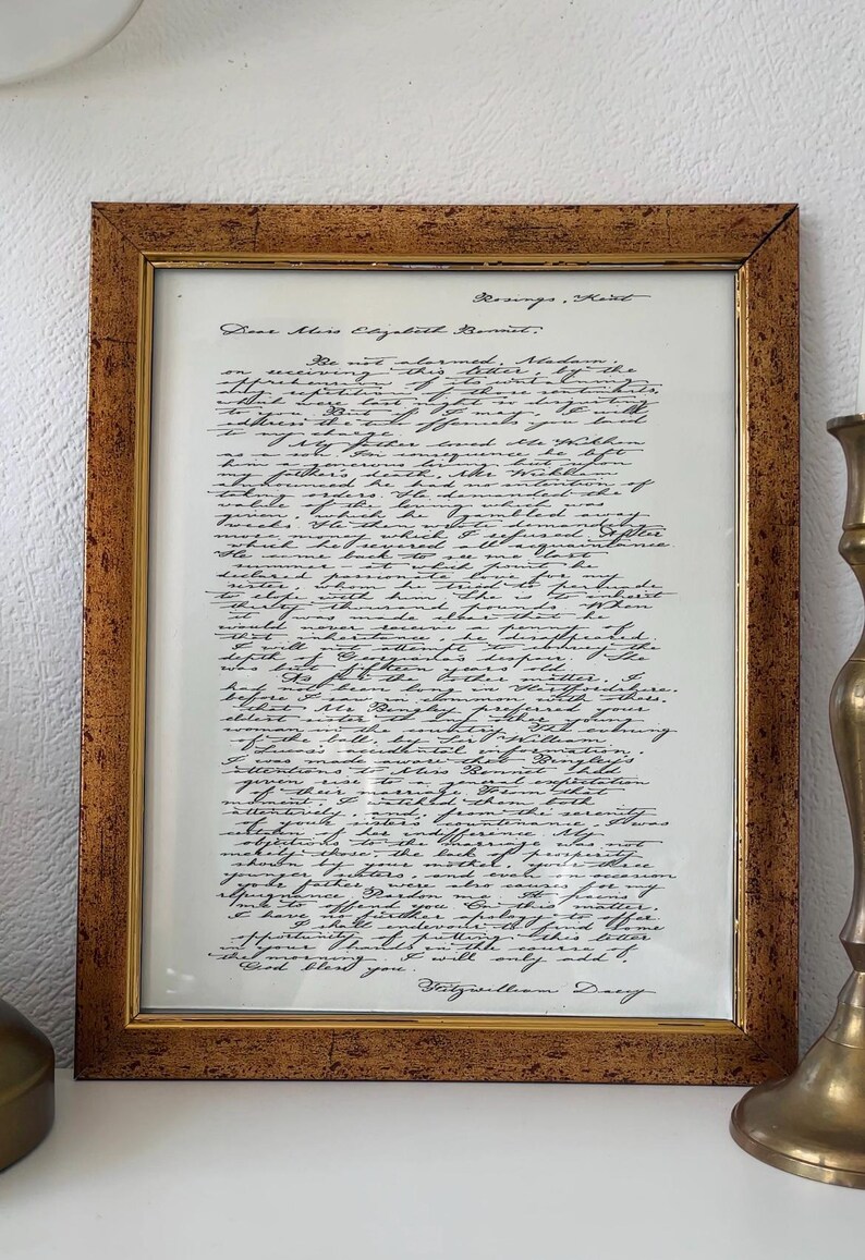 Mr. Darcy Letter to Elizabeth Bennet Print: Pride and Prejudice ...