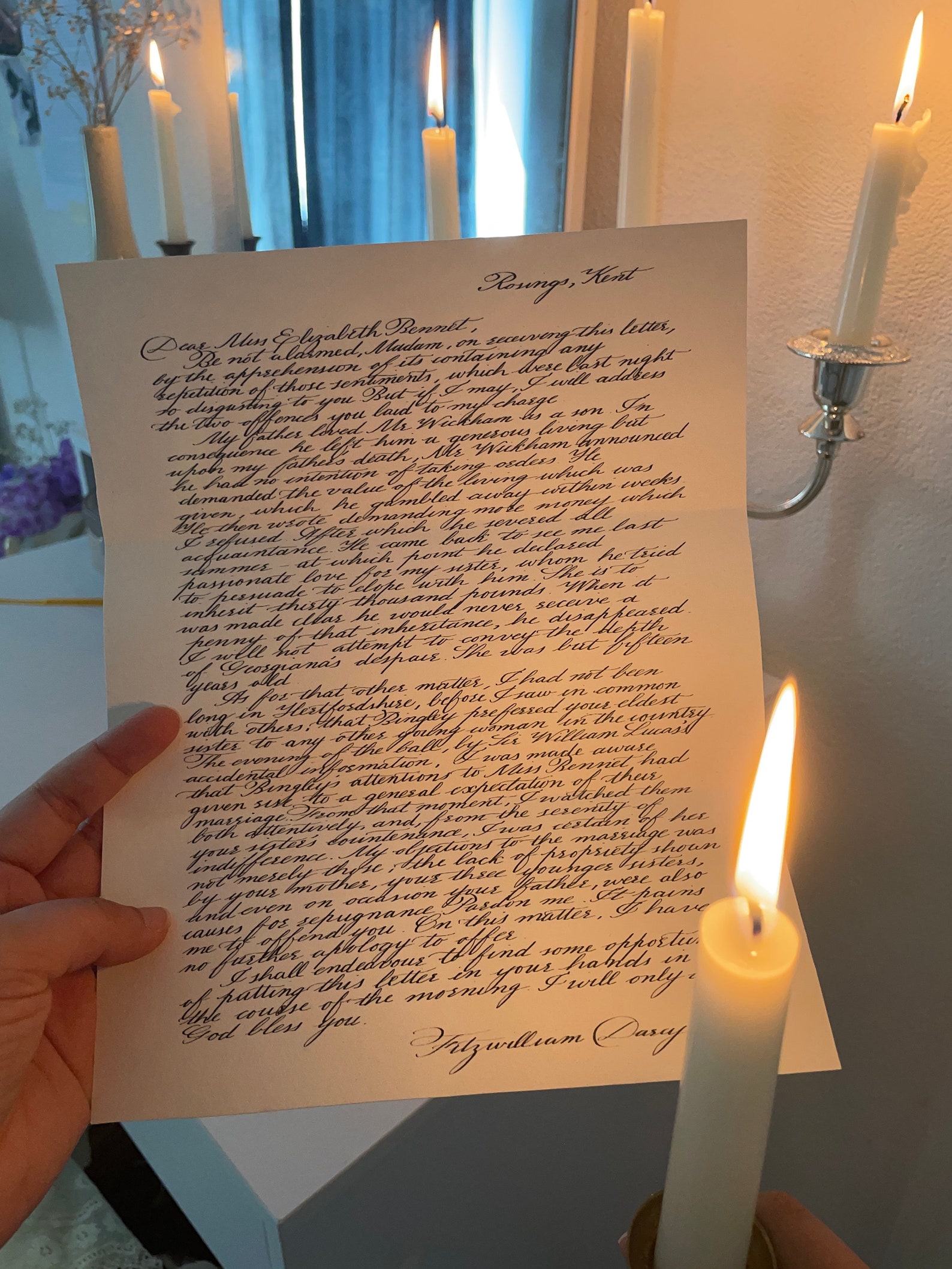 Darcy's Letter to Elizabeth Bennet Calligraphy Art Print (digital ...