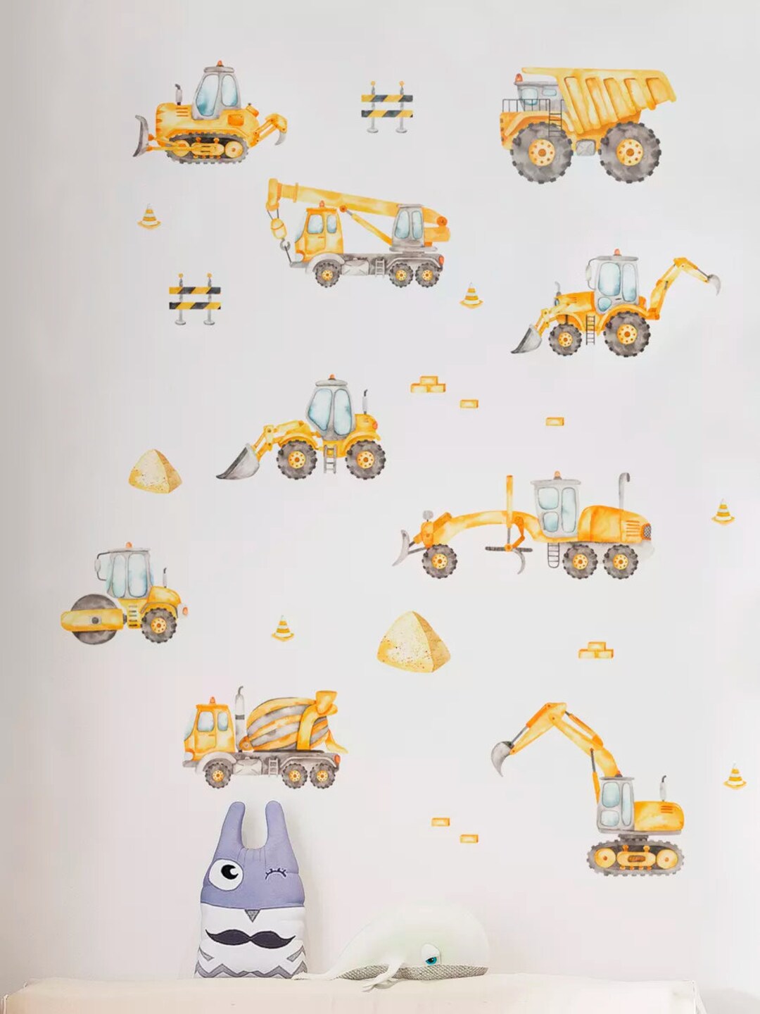 Digger Excavator Wall Decals, Construction Machine Wall Stickers, Truck ...
