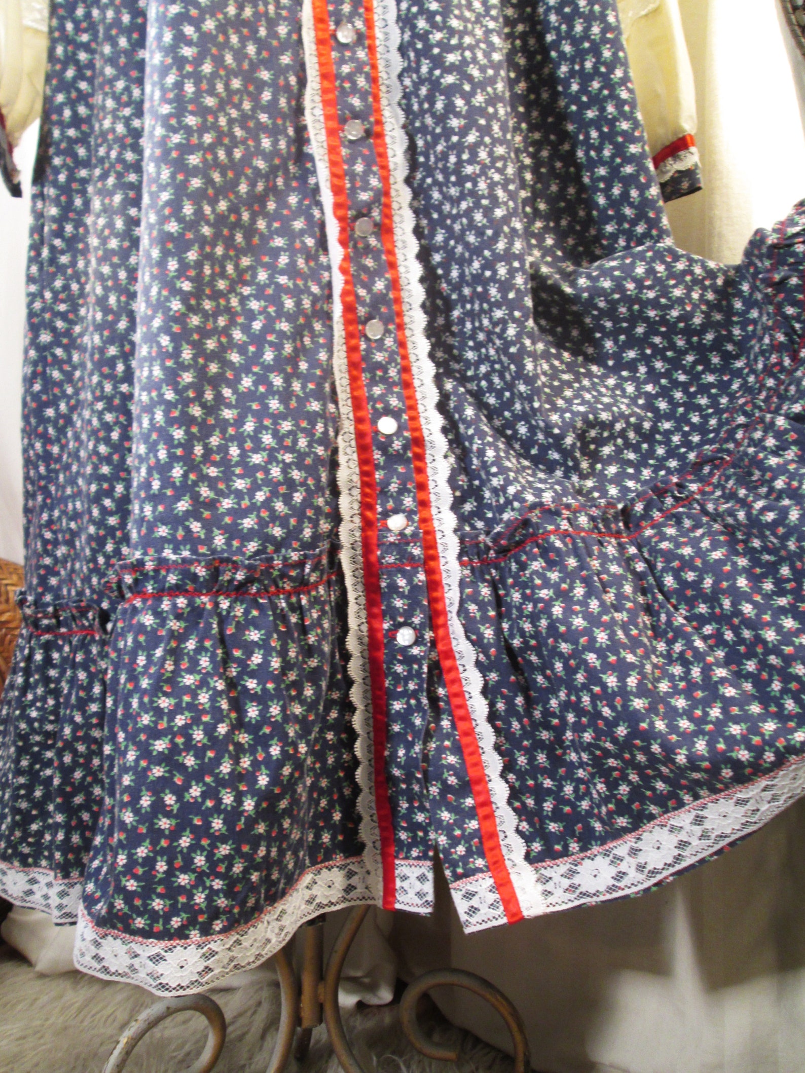 Lace Collar 70s Floral Calico Vintage Maxi Farmgirl Dress 70s - Etsy