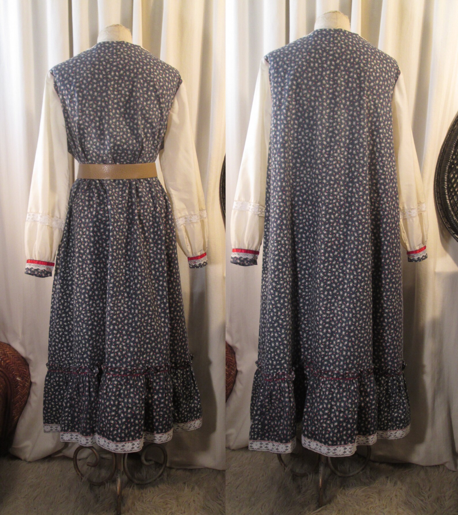 Lace Collar 70s Floral Calico Vintage Maxi Farmgirl Dress 70s - Etsy