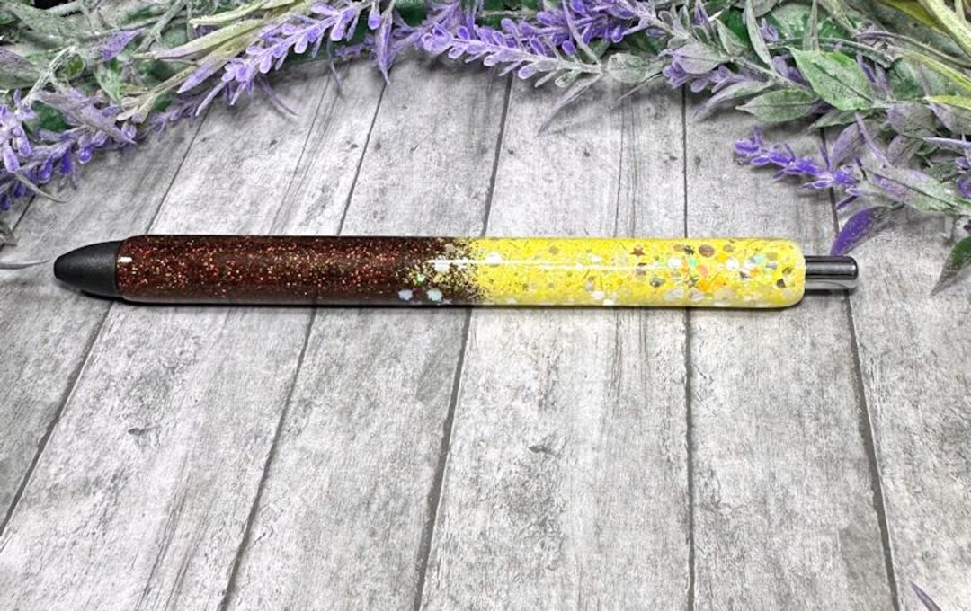 Handmade Yellow and Brown Ombre Glitter Pen With Free Refill - Etsy