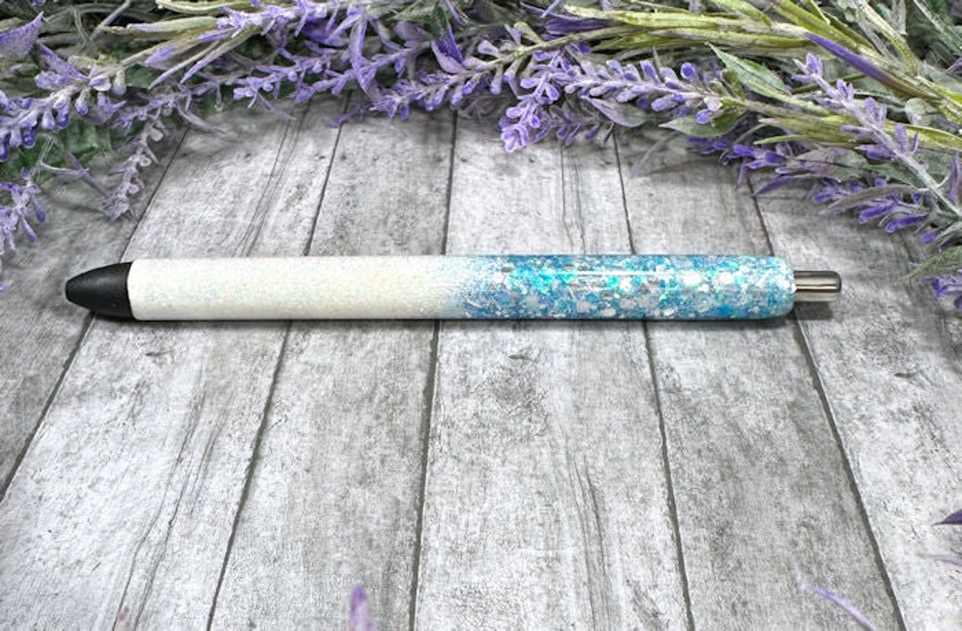 Handmade Aqua Blue and Holographic White Ombre Glitter Pen With Free ...