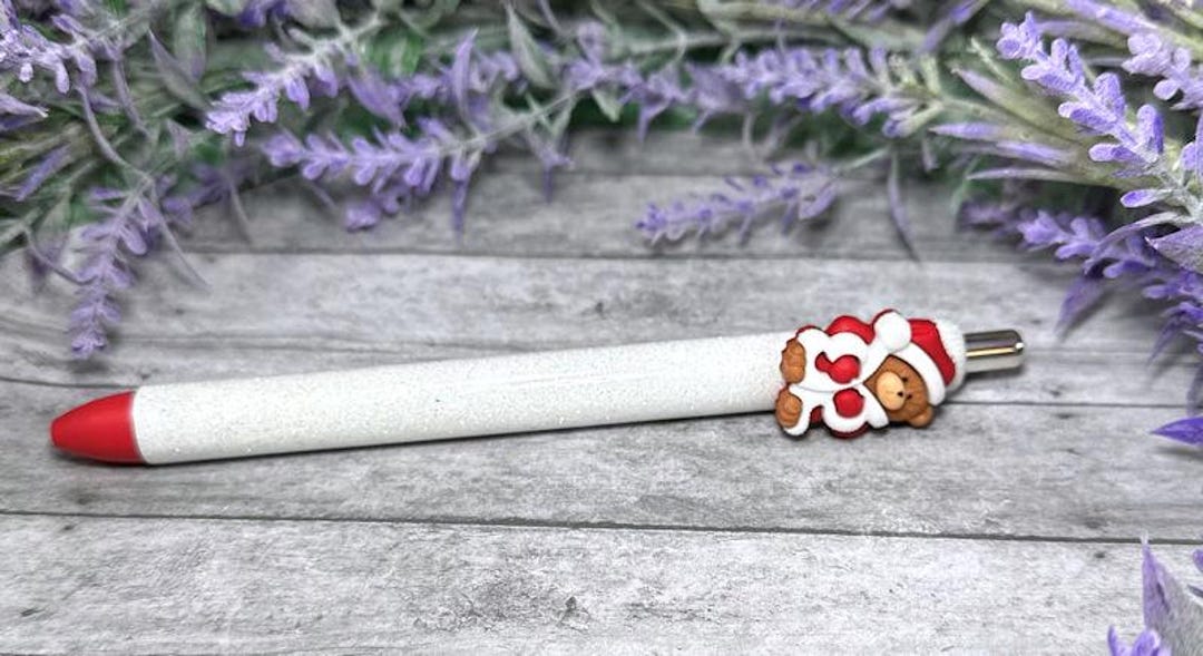 Handmade Teddy Bear Santa Glitter Pen With Free Refill - Etsy