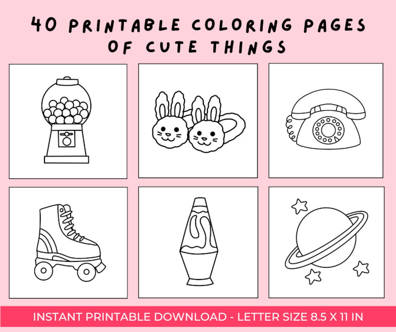 40 Cute Things Coloring Pages, Digital Download to Print at Home ...