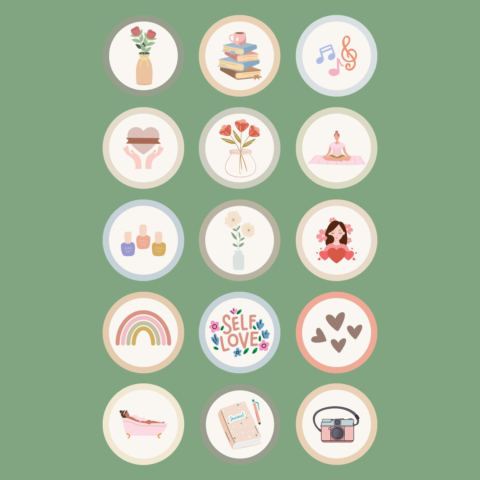 Self-care Instagram Highlight Covers: Wellness Theme (PNG, JPG) - Etsy