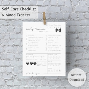 Printable Self-care Checklist - Daily Self Care Tracker - Black and ...