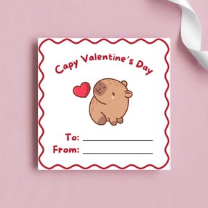 Capybara Valentines Day Cards - Small Printable Classroom Valentine ...