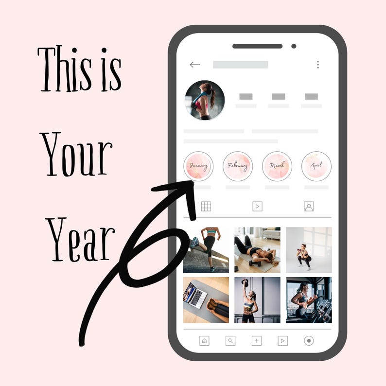 Pink Instagram Highlight Covers: Months of the Year Icons for Social ...
