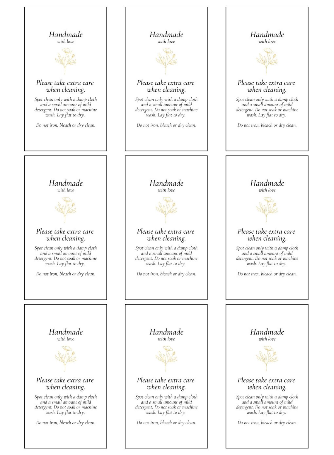 Printable Care Cards for Handmade Knits - Washing Instructions for ...