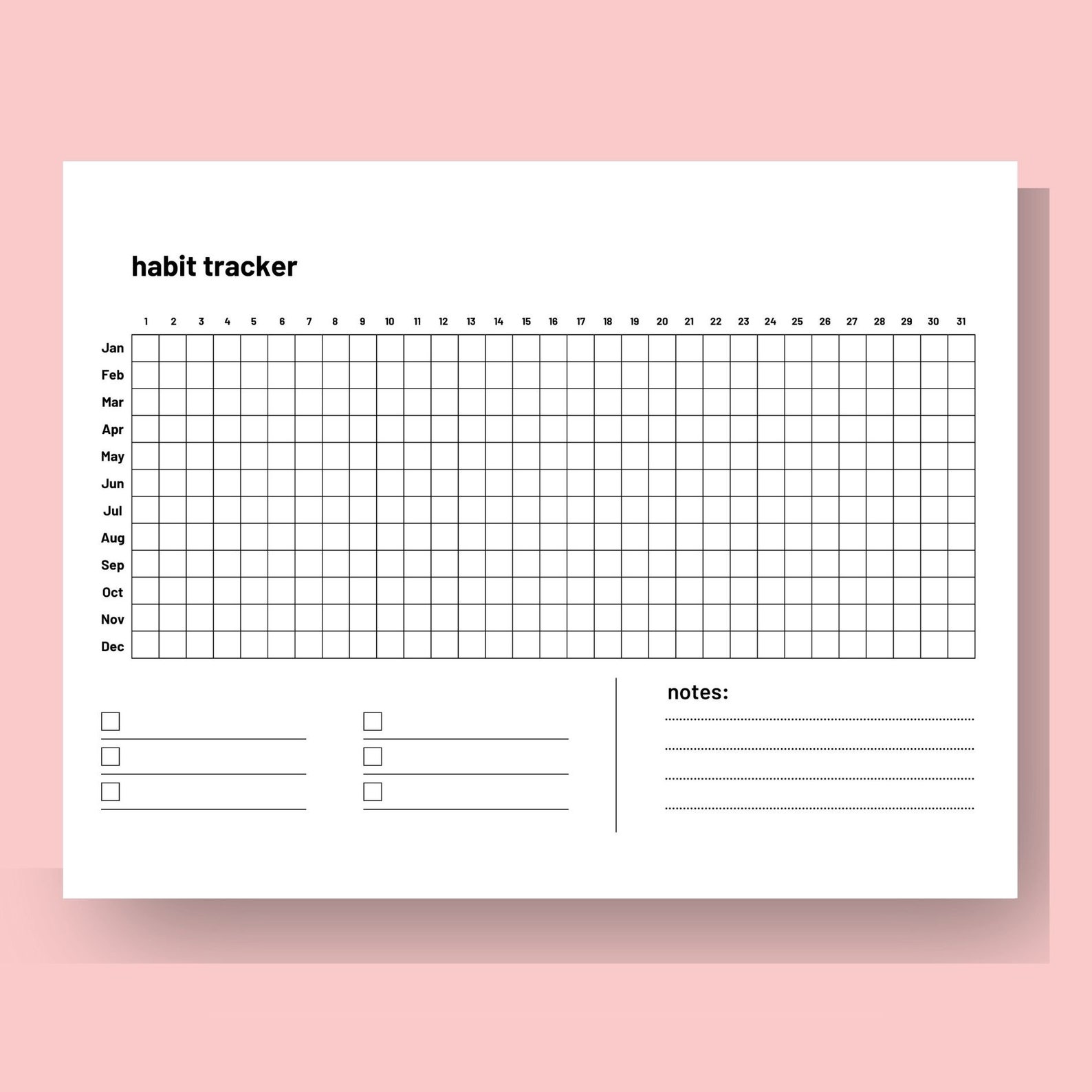 Simple 30-day Landscape Habit Tracker A4, A5, Letter 4 Page Tracker ...