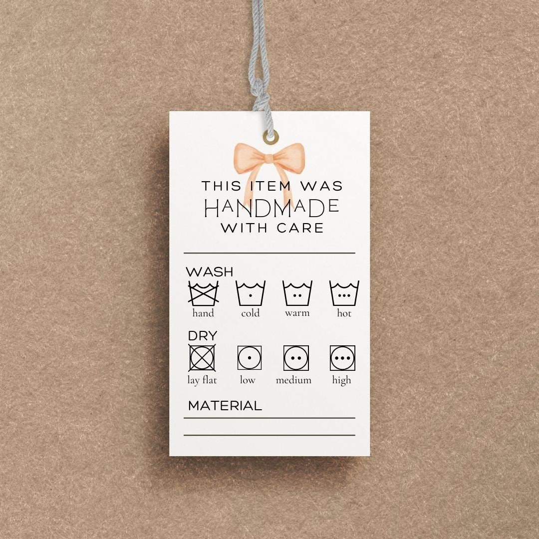 Handmade Item Care Tags for Crochet - Wash and Dry Instructions Tags ...